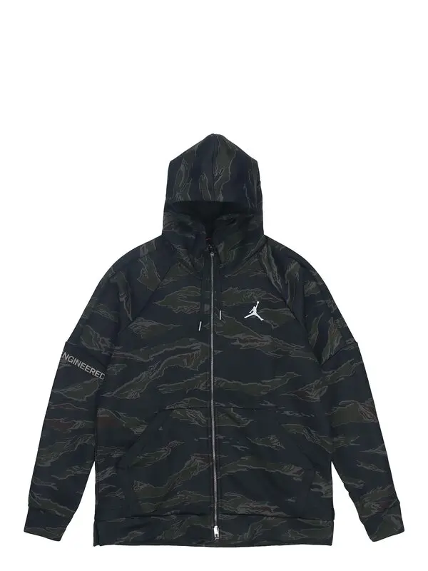 JORDAN Space Cotton" Camouflage Zip-up Hooded Jacket - Black