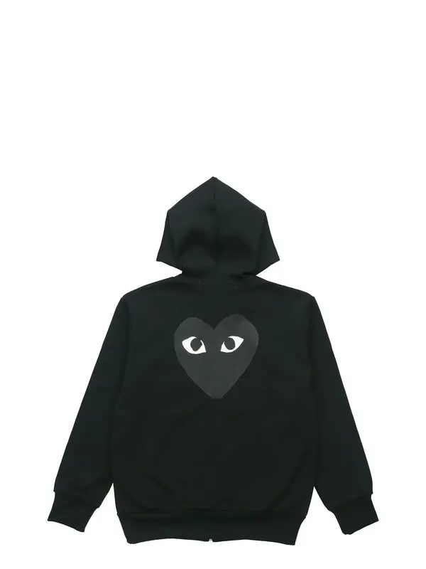 Play Comme Des Garcon Zip Up Hoodie With Heart Logo - Black