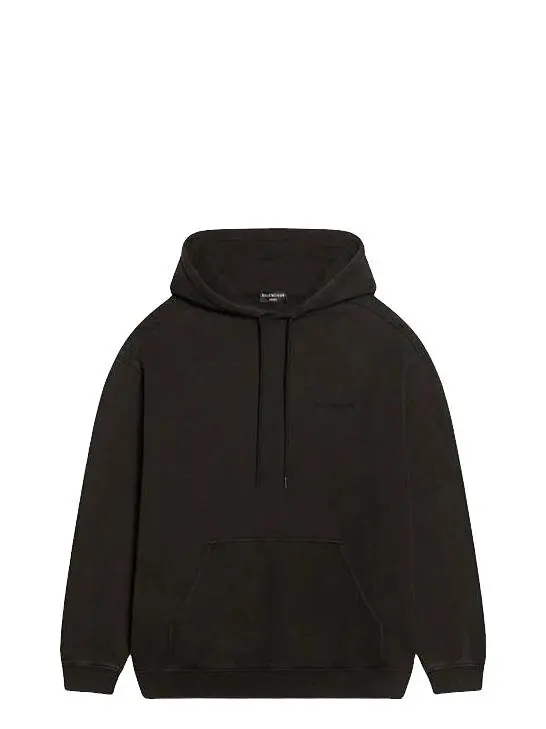 Balenciaga Logo Hoodie - Washed Black