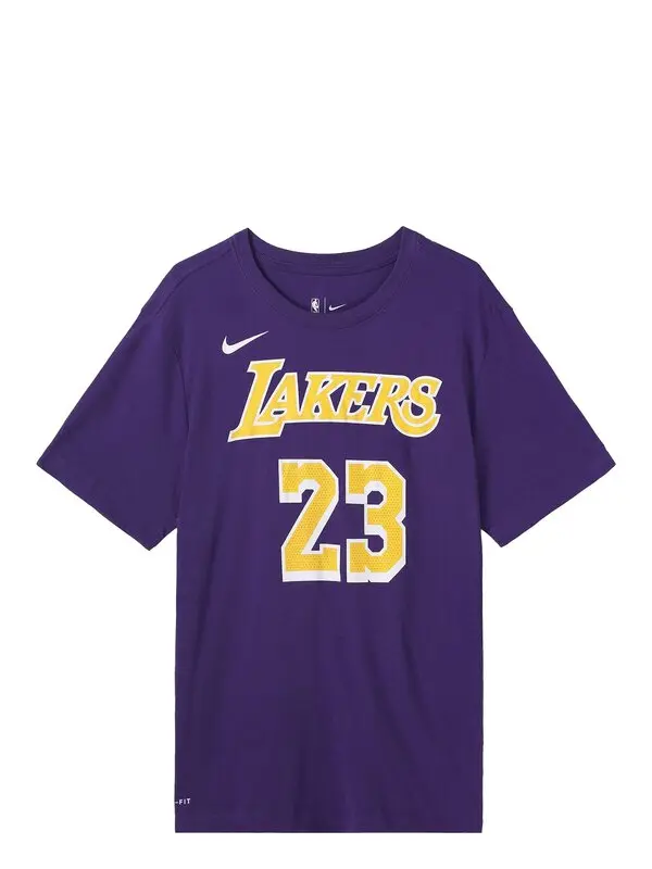 Nike Dri-fit Los Angeles Lakers Lebron James "23" Short Sleeve Tee - Purple
