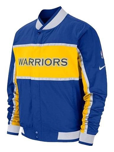 Nike Golden State Warriors Colorblock Bomber Jacket - Blue