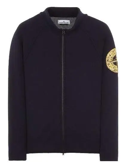 Stone Island Zip-up Sweater With Emblem - Black