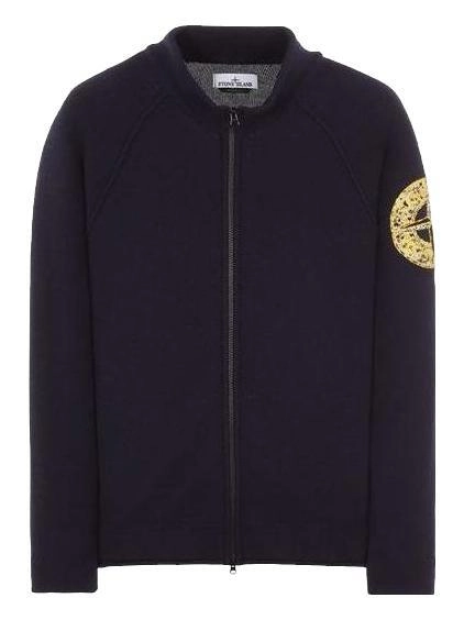 Stone Island Zip-up Sweater With Emblem - Black