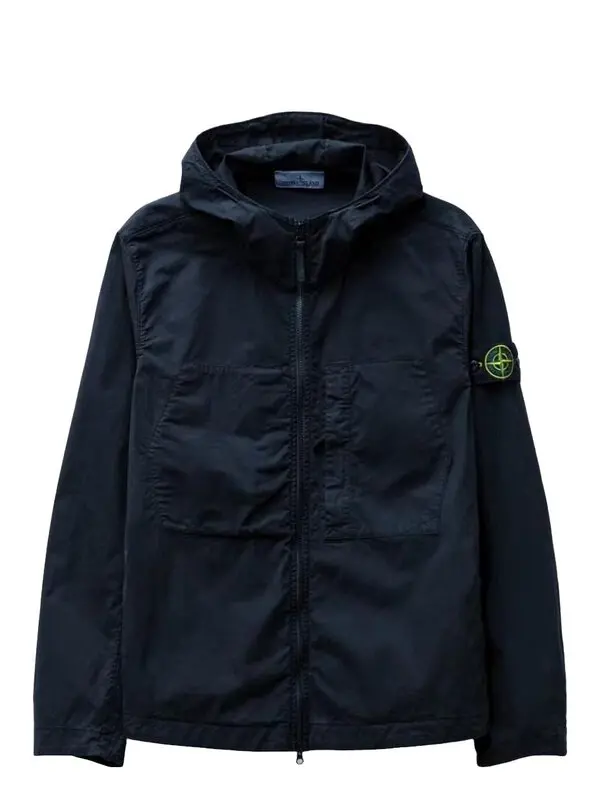 Stone Island Supima Cotton Twill Stretch Hooded Jacket - Navy