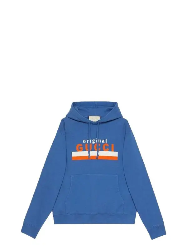 Gucci Original Printing Logo Hooded Long Sleeve Sweatshirt - Blue