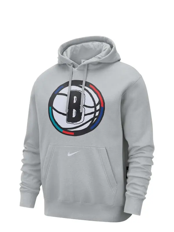 Nike Nba Brooklyn Nets Fleece Pullover Hoodie - Flat Silver/white