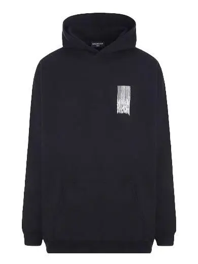 Balenciaga Barcode Cotton Hoodie - Black