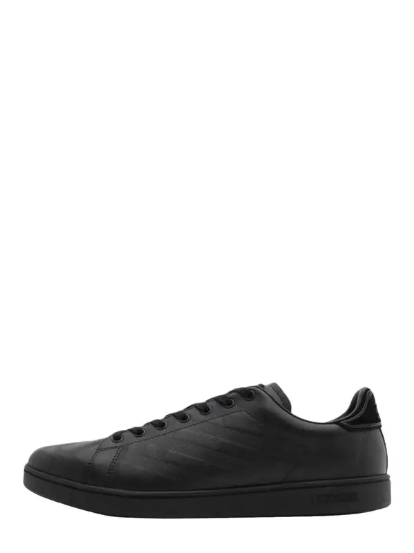 Burberry Embossed Check Leather Sneakers - Black