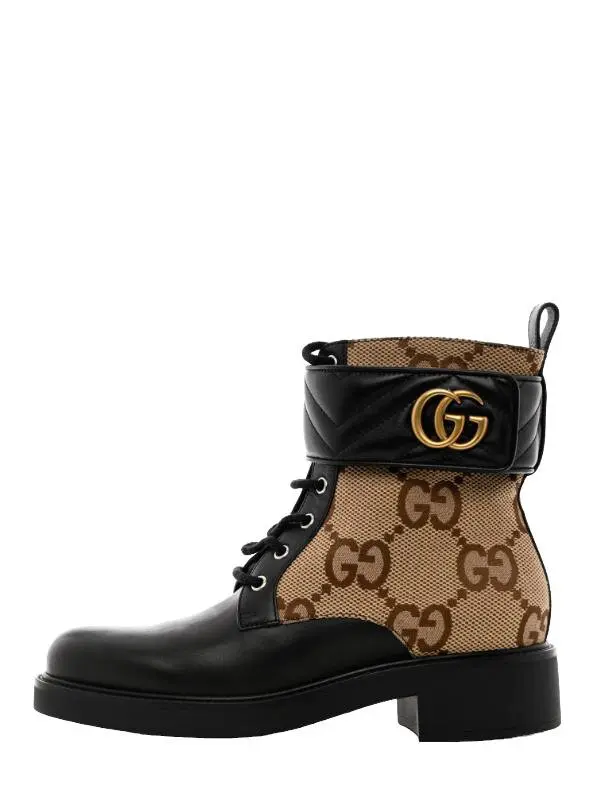Gucci Ankle Boot Double G - Black/beige/ebony