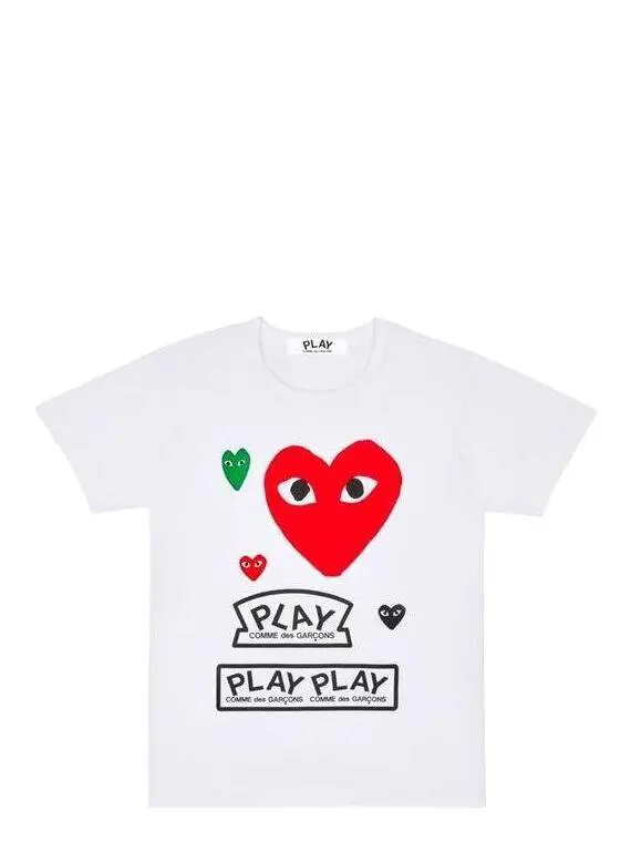 Play Comme Des Garcon Multi Heart T-shirt 'white Red - White/red