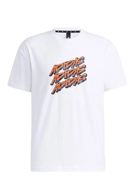 Adidas Ub Gfx T Graffiti Printing Logo Sports Loose Short Sleeve - White