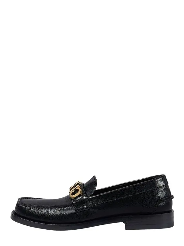 Gucci Leather Loafer With Gold Tone Detailing - Black