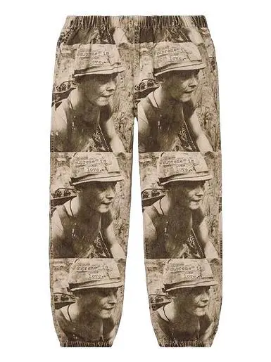 Supreme Is Love" Print Skate Pants - Grey