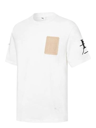 PUMA X Michael Lau Crossover Logo Contrasting Colors Alphabet Printing Short Sleeve - White