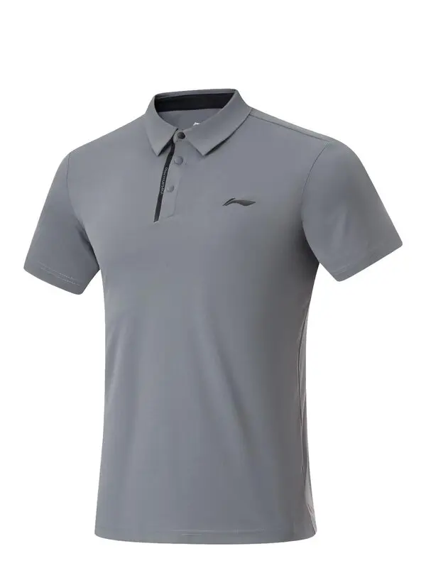 LI-NING Logo Training Polo Shirt - Grey
