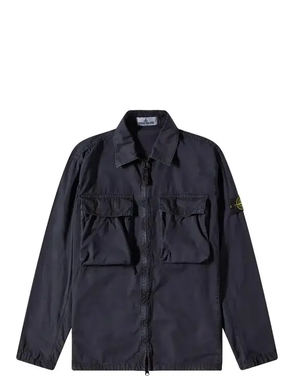 Stone Island Brushed Cotton Shirt Jacket - Navy