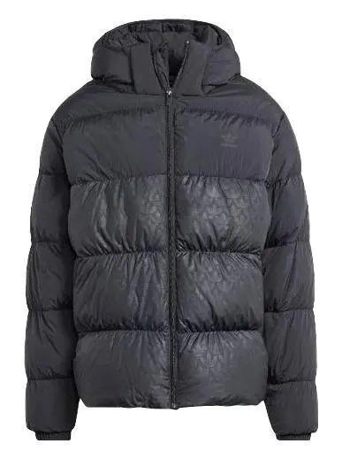 Adidas Originals Down Regen Monogram Hooded Puffer Jacket - Black