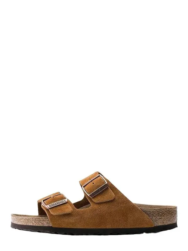 BIRKENSTOCK Arizona Soft Footbed Suede Leather Slides - Brown