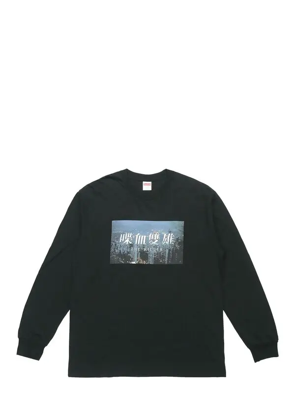 Supreme Fw18 The Killer L/s Tee Bloody Twins Chow Yun Fat Chest Printing Pattern Long Sleeves - Black