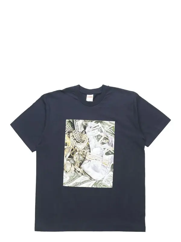 Supreme Money Printing Short Sleeve Navy - Blue
