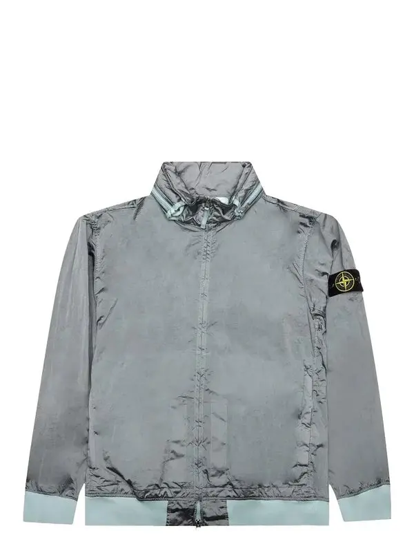 Stone Island Waffen Patch Foldable Hooded Zip Up Jacket - Sky Blue