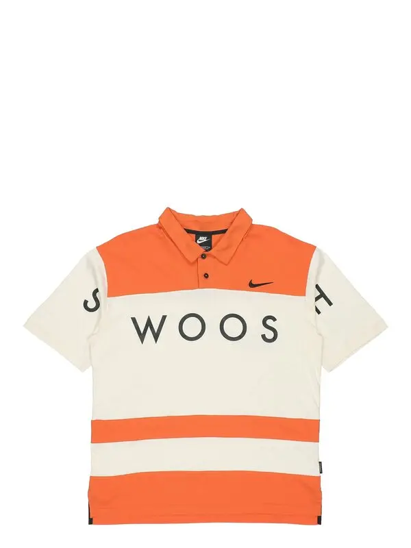 Nike Swoosh Logo Printing Contrasting Colors Loose Polo Shirt - Orange