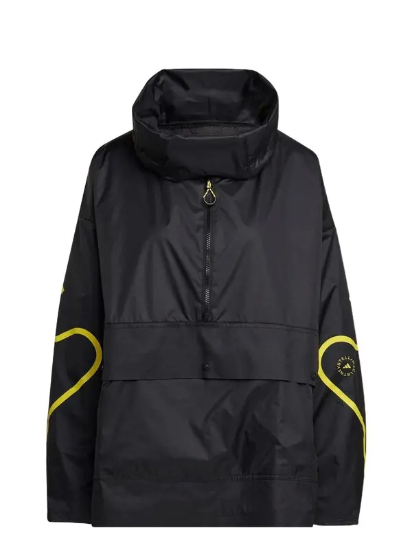 Adidas By Stella Mccartney Half-zip Mid-length Windbreaker - Black/yellow