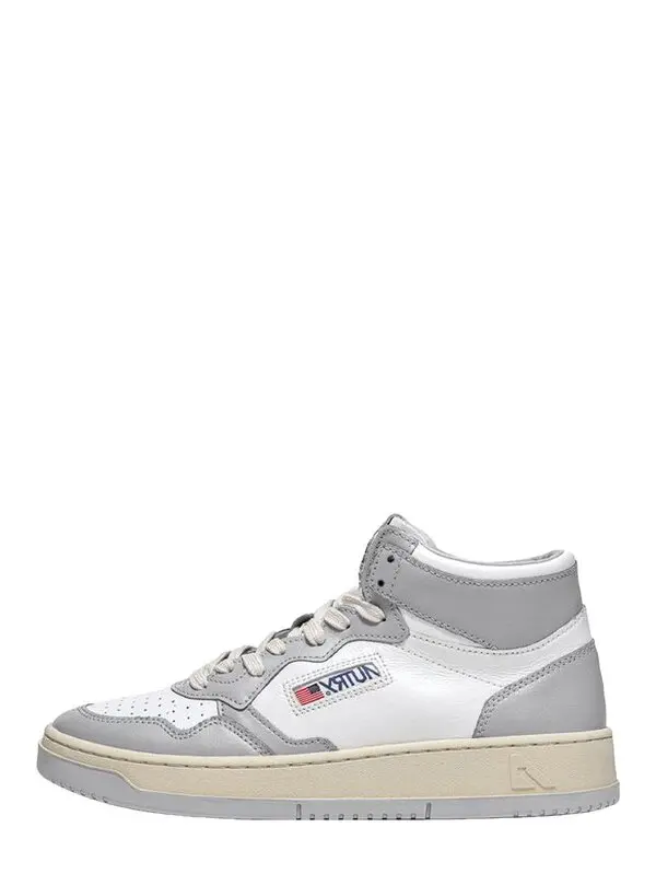 AUTRY Medalist Mid Leather Sneakers - White/grey