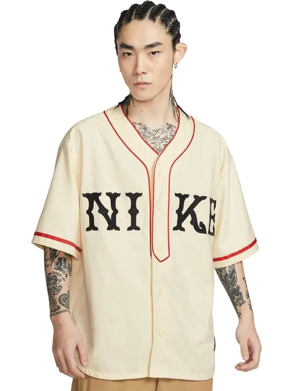 Nike Life Vintage Sport Jersey Short Sleeve - Coconut Milk/unversity Red