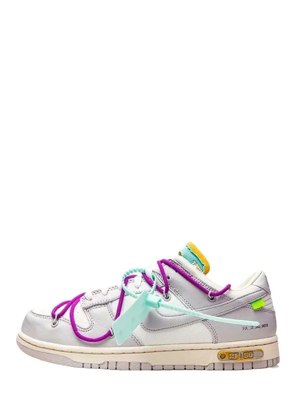 Nike Off-white X Dunk Low "lot 21 Of 50" Sneakers - Gray/white