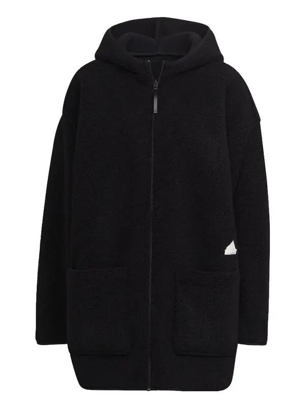 Adidas Polar Fleece Long Hooded Track Top - Black