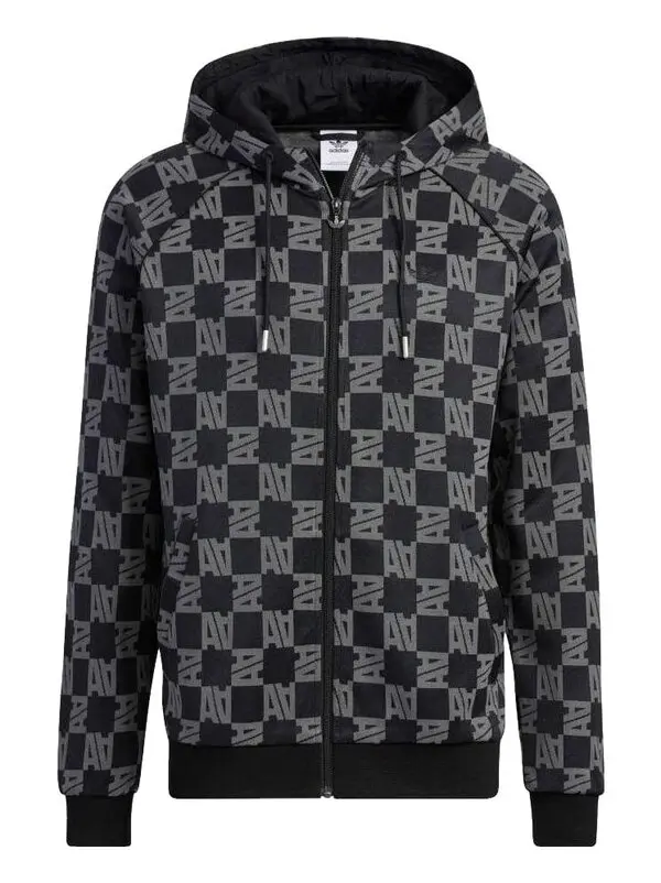 Adidas Monogrammed Zip-up Hoodie - Black/grey