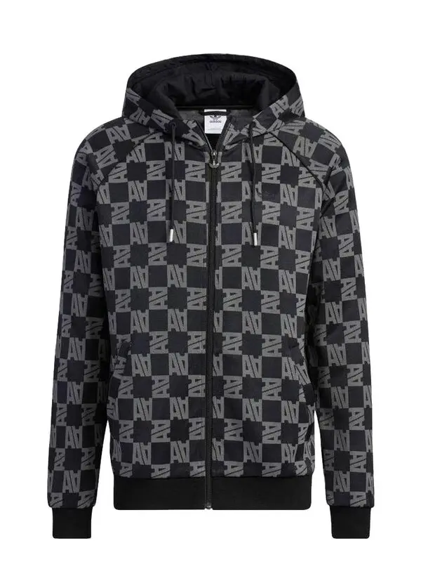Adidas Monogrammed Zip-up Hoodie - Black/grey