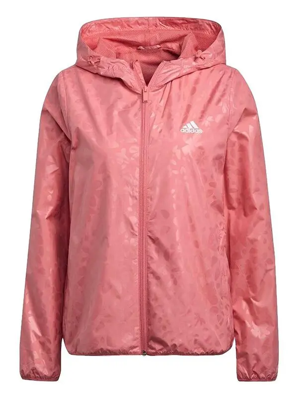 Adidas Hooded Jacket With Floral Print - Rose Red