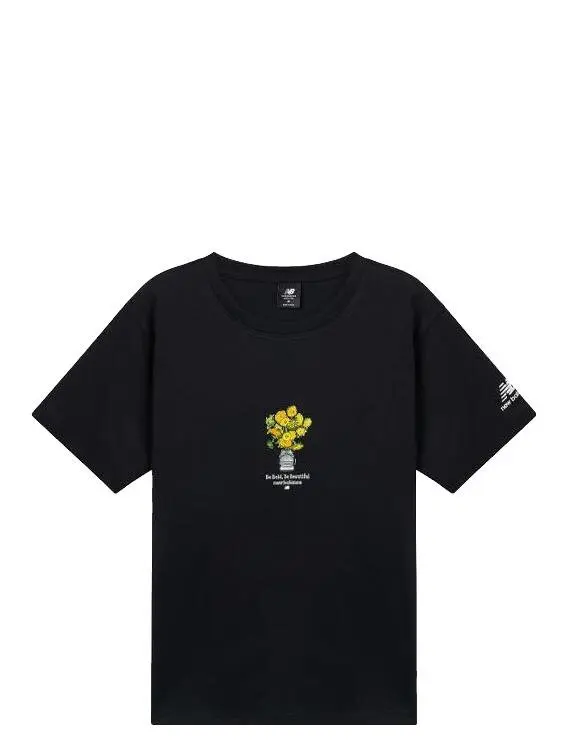 NEW BALANCE Naijel Series Flowers Printing Sports Round Neck Short Sleeve T-shirt - Black