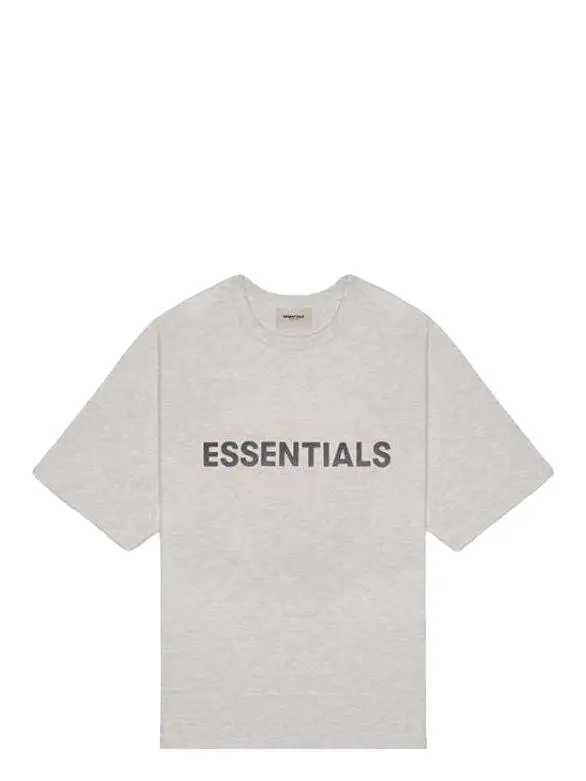 Fear Of God Fw20 Logo Tee 'heather Oatmeal - Grey/black