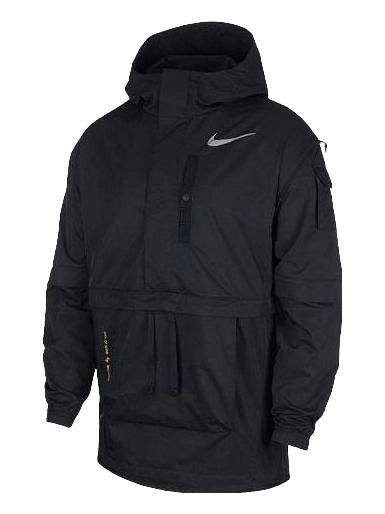 Nike Logo Printing Big Pocket Sports Hooded Jacket - Black