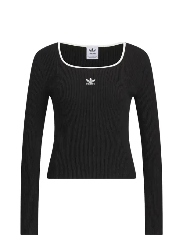Adidas Ribbed Long Sleeve Sweater - Black/white
