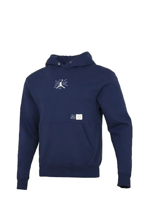 JORDAN Embroidered Logo Pullover Hoodie - Navy