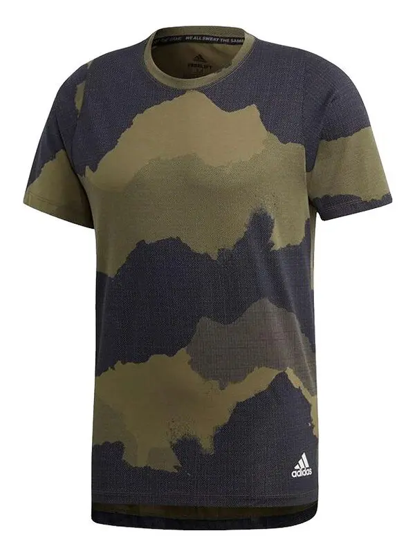 Adidas Fl_tec Gf Cam Camouflage Casual Sports Breathable Short Sleeve - Black