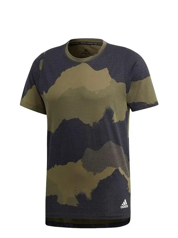 Adidas Fl_tec Gf Cam Camouflage Casual Sports Breathable Short Sleeve - Black