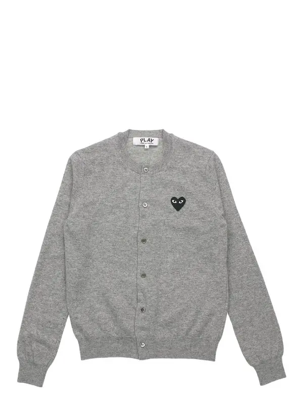 Play Comme Des Garcon Heart Appliqué Cardigan - Grey