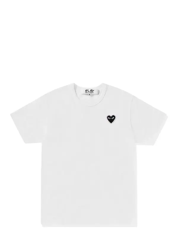 Play Comme Des Garcon Ss25 Emblem Rhinestone Heart T-shirt 'white Black - White/black