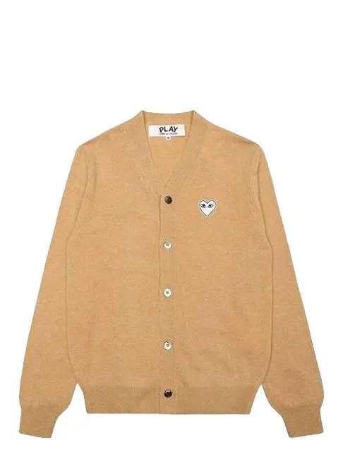 Play Comme Des Garcon Cardigan With Heart Appliqu - Camel