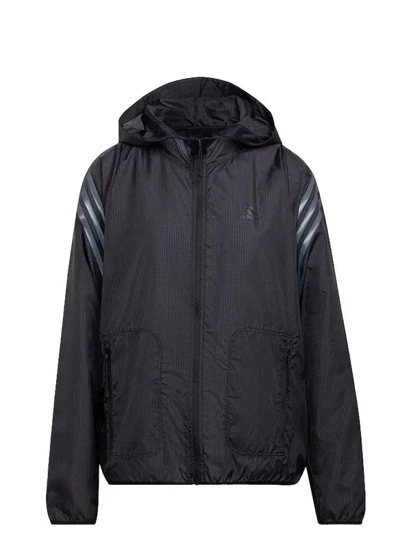Adidas Run Icons 3-stripes Hooded Running Windbreaker - Black