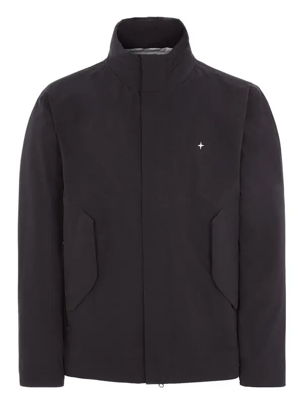 Stone Island High-neck Zip-up Jacket With Logo Embroidery - Black