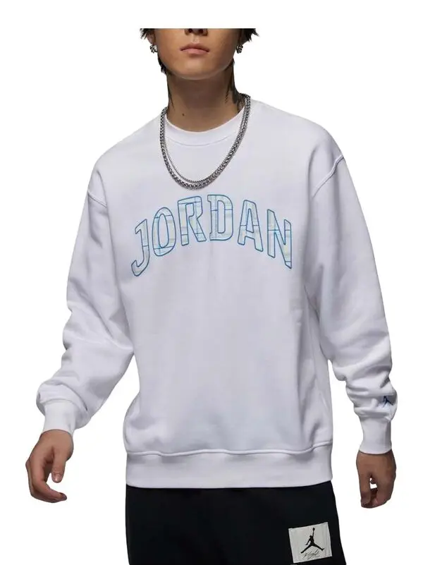 JORDAN Air Essentials Fleece Crew Neck Sweatshirt - White/legend Blue