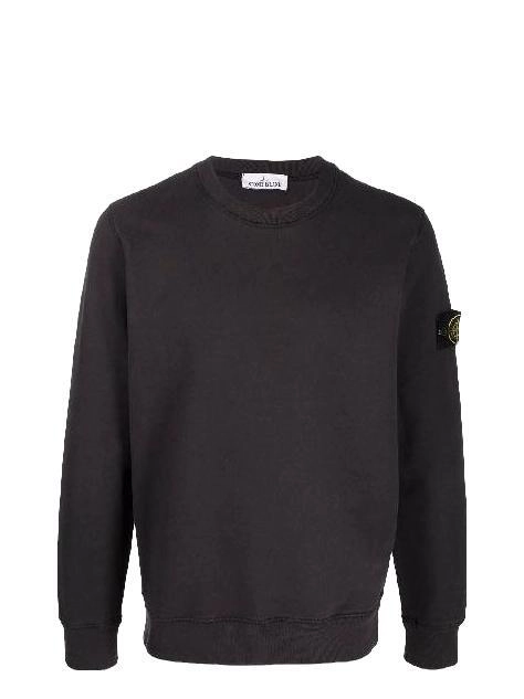 Stone Island Logo Patch Crewneck Sweatshirt - Black