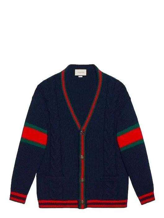 Gucci Oversize Cable Knit Cardigan - Blue