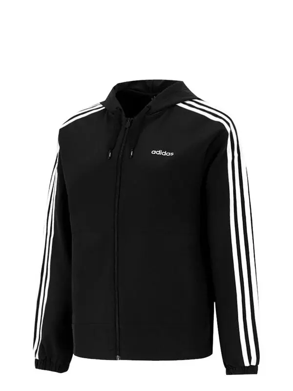 Adidas Neo Training Sports Stripe Loose Hooded Jacket - Black